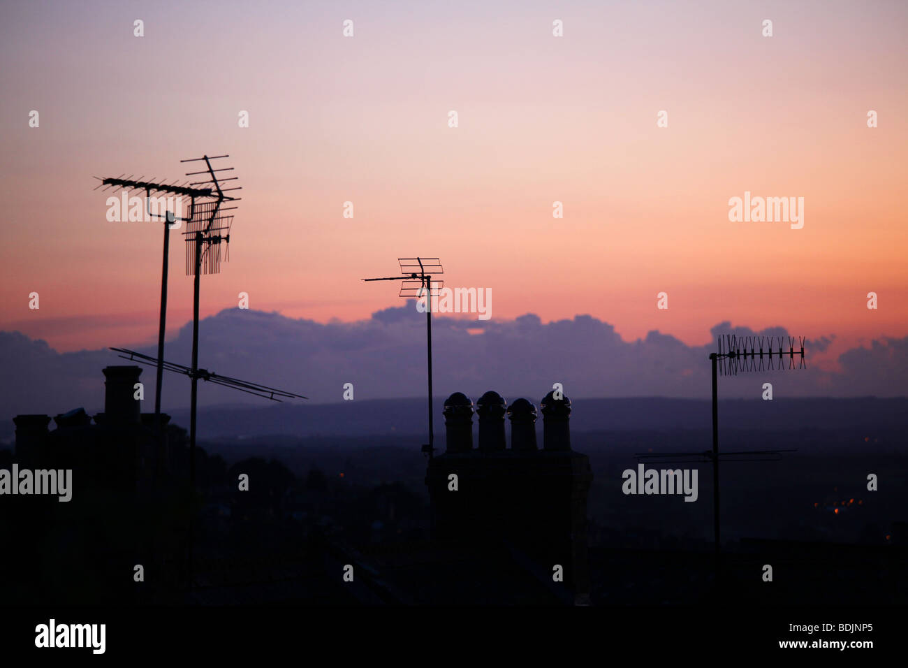 Sunset over roof tops in Stroud, Gloucestershire Stock Photo - Alamy
