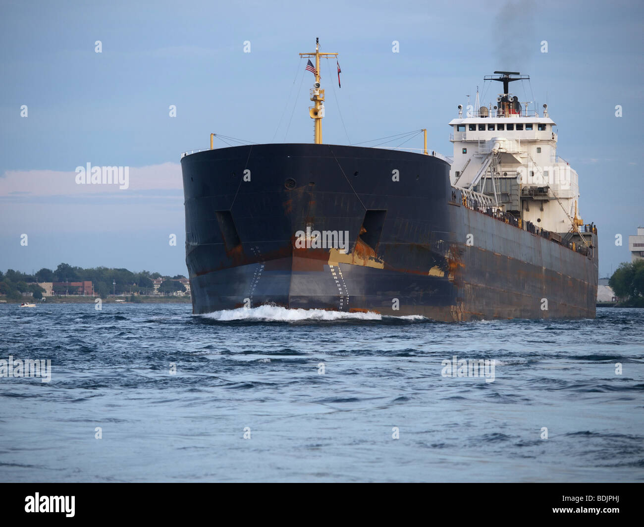 Lake Freighter heading up the Saint Clair River towards Lake Huron ...