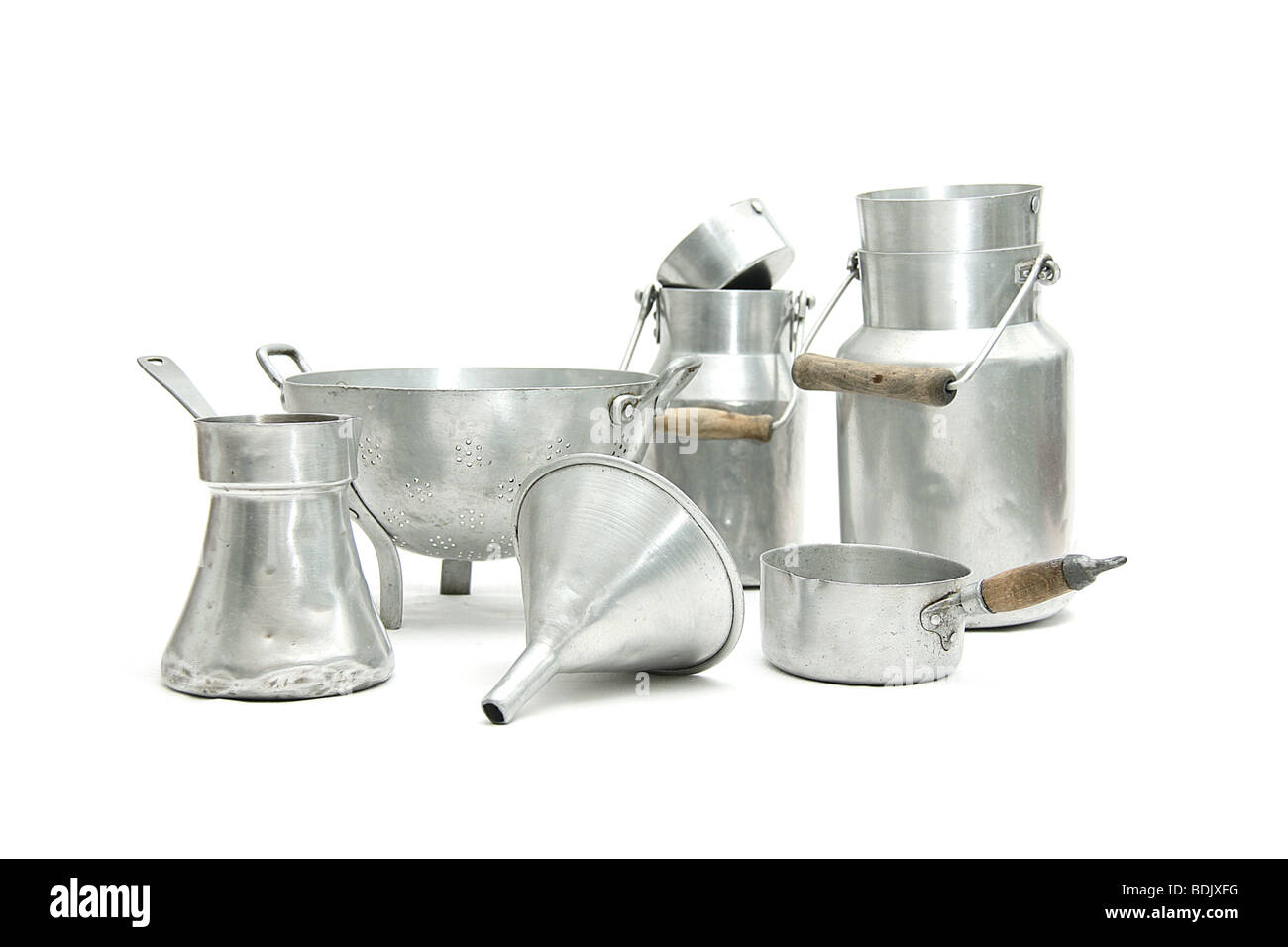 vintage old metallic kitchen ustensils Stock Photo - Alamy