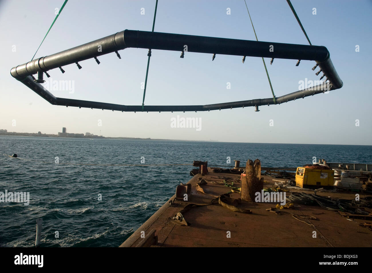 Israel, Hadera, offshore installation work of the suction head for the ...