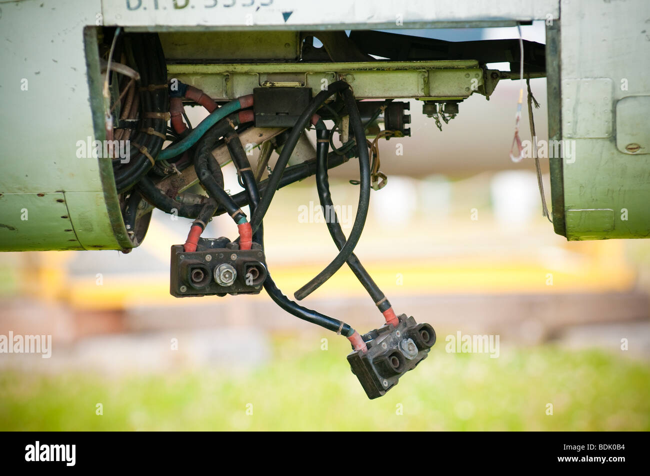 Exposed Inner parts of vintage aircraft hanging loose Stock Photo - Alamy