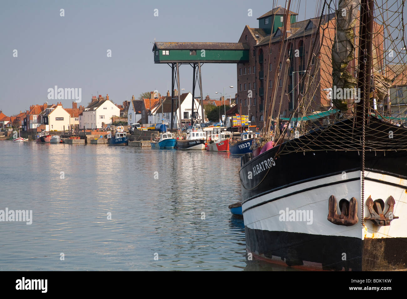 View of Wells Next the Sea quayside and harbour Norfolk Stock Photo - Alamy