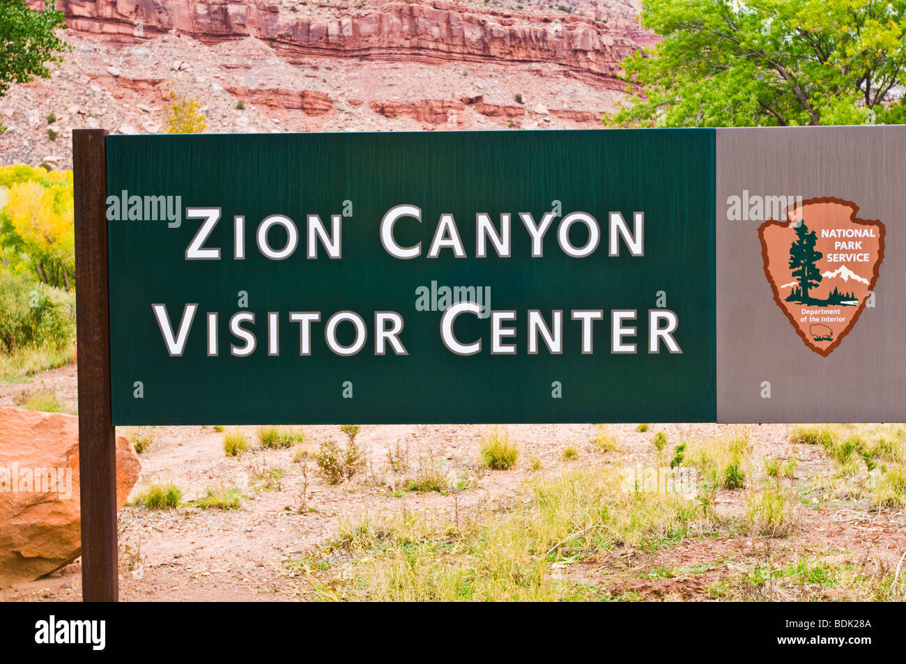 Zion Visitor Center sign, Zion National Park, Utah Stock Photo - Alamy