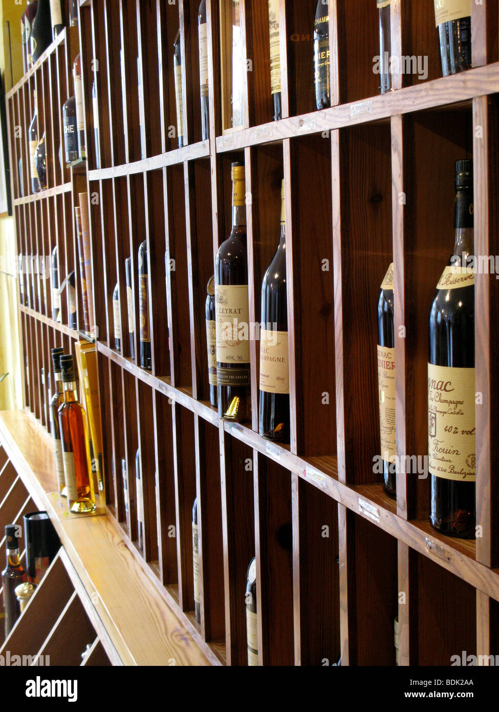 Display of brandy bottles Stock Photo - Alamy