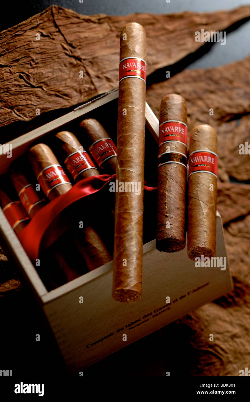 Box of handmade Navarre cigars Stock Photo - Alamy