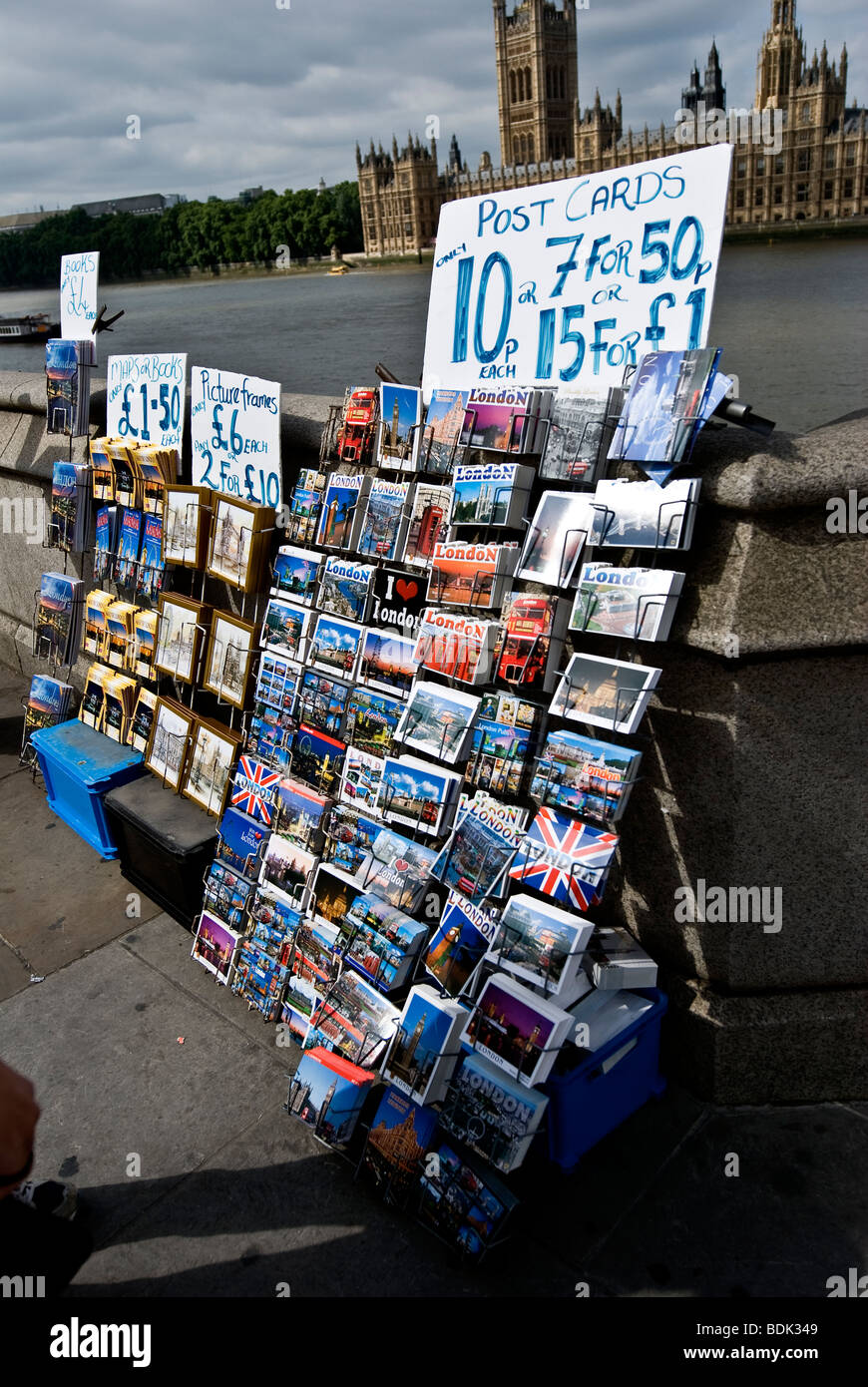 Post card stand by the River Thames Stock Photo - Alamy