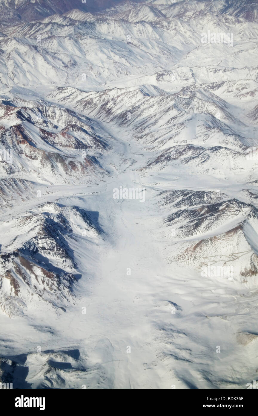 Aerial view of snow capped Andes mountains in north Chile Stock Photo ...