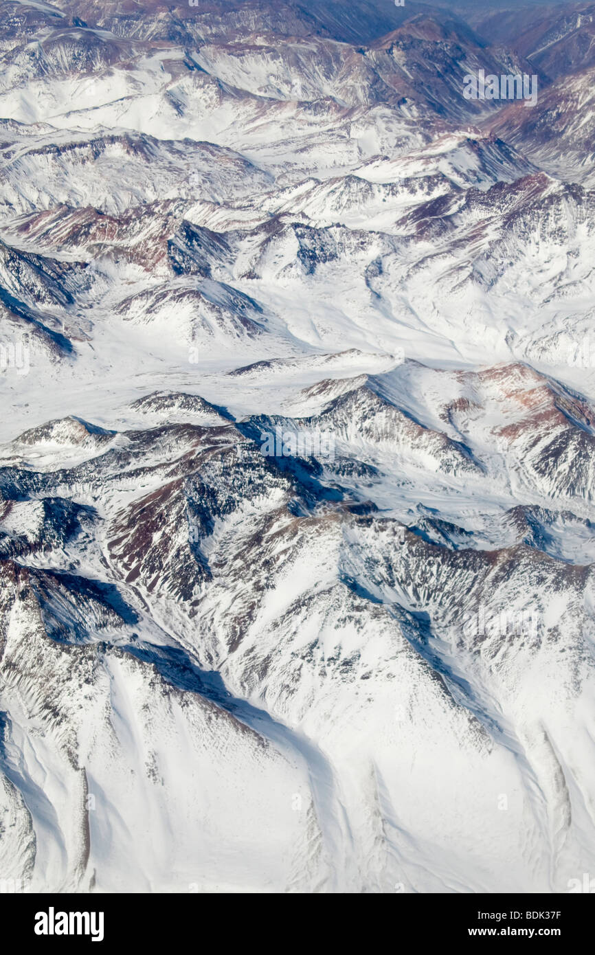 Aerial view of snow capped Andes mountains in north Chile Stock Photo ...