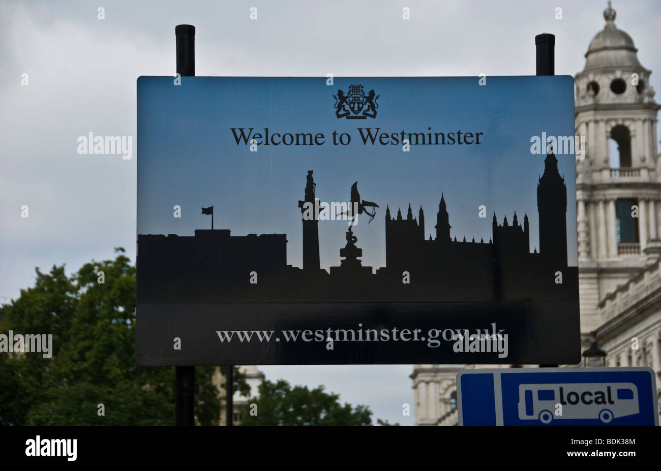 Welcome to westminster sign Stock Photo - Alamy