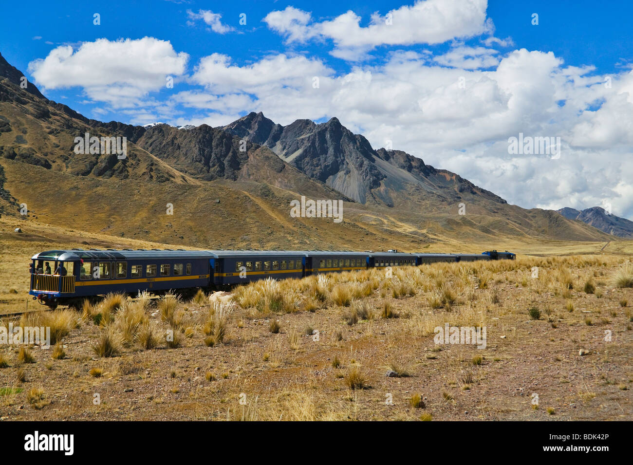 Train running through the Andes Mountain, Cuzco, Peru Stock Photo - Alamy