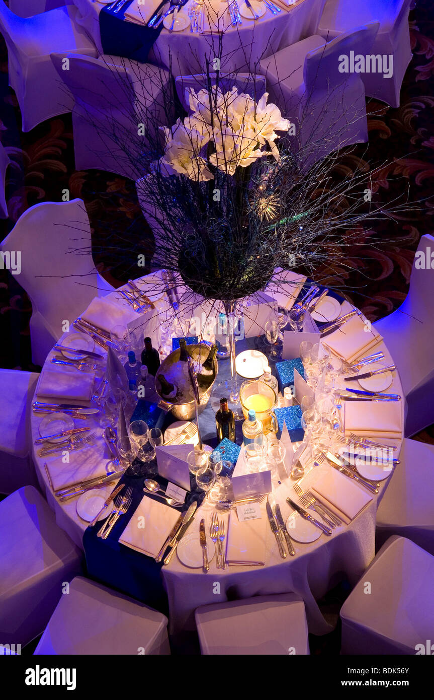 Event table setting and chairs Stock Photo - Alamy