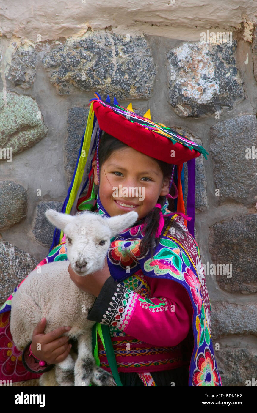 Indian girl with baby sheep hi-res stock photography and images - Alamy