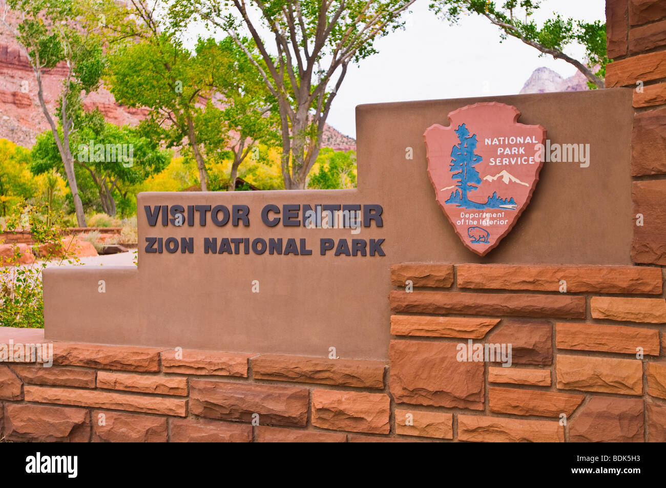 Zion Visitor Center sign, Zion National Park, Utah Stock Photo - Alamy