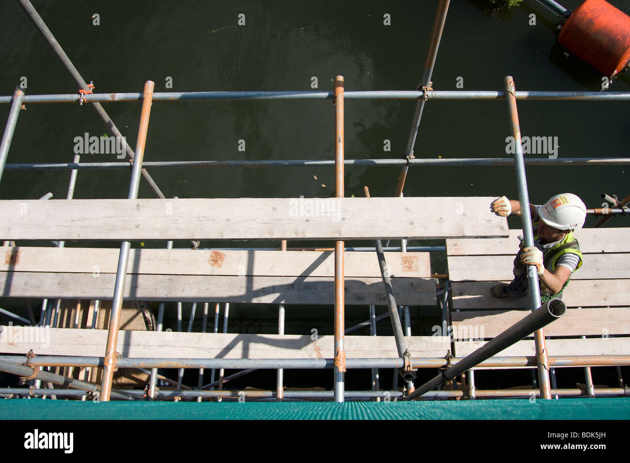 building scaffold scaffolding site construction rig workers Stock Photo ...