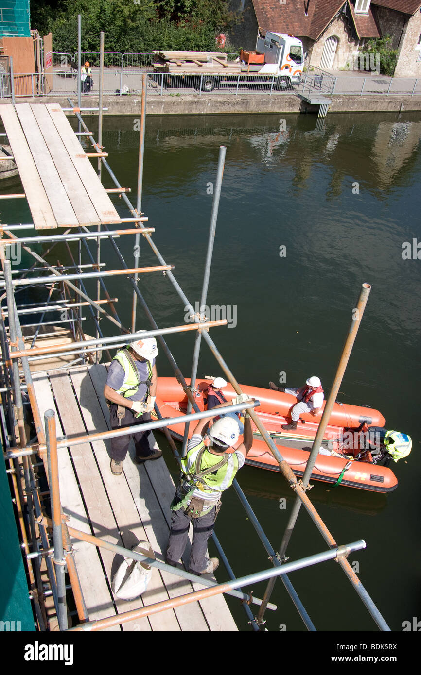 building scaffold scaffolding site construction rig workers Stock Photo ...