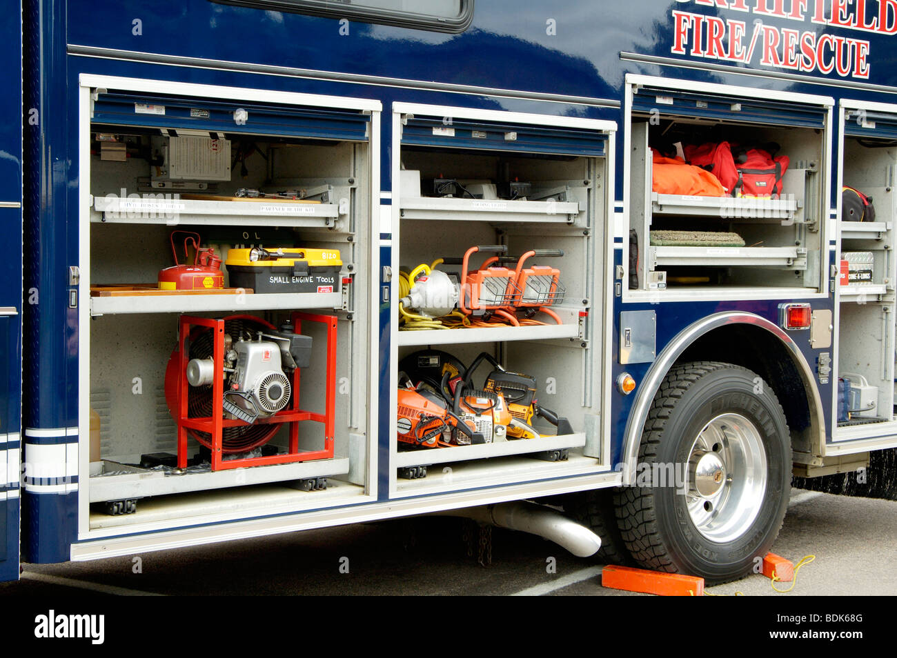 Fire department vehicle on display during a fire muster parade Stock ...