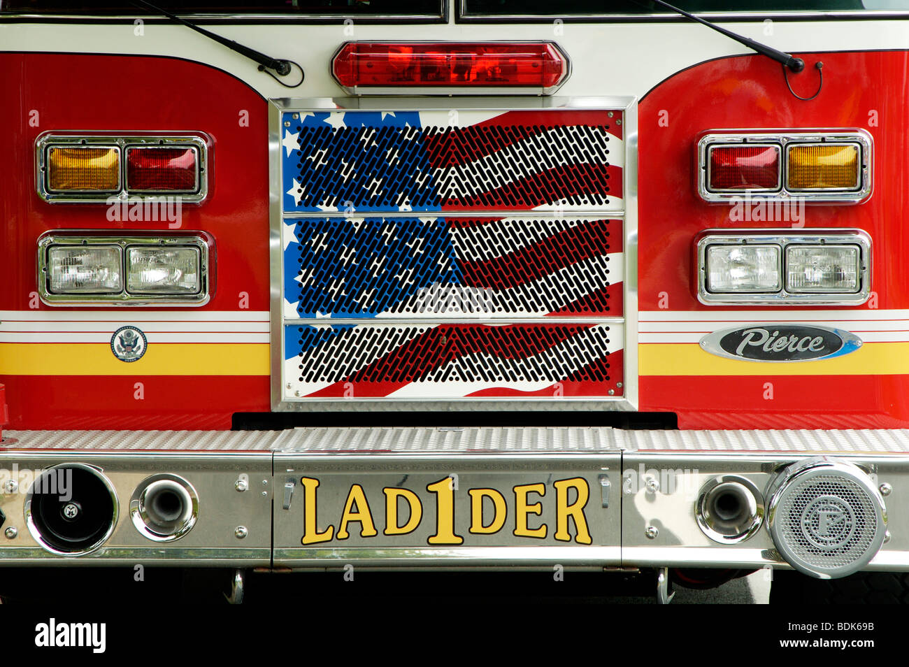 A fire department vehicle on display during a fire muster parade Stock ...
