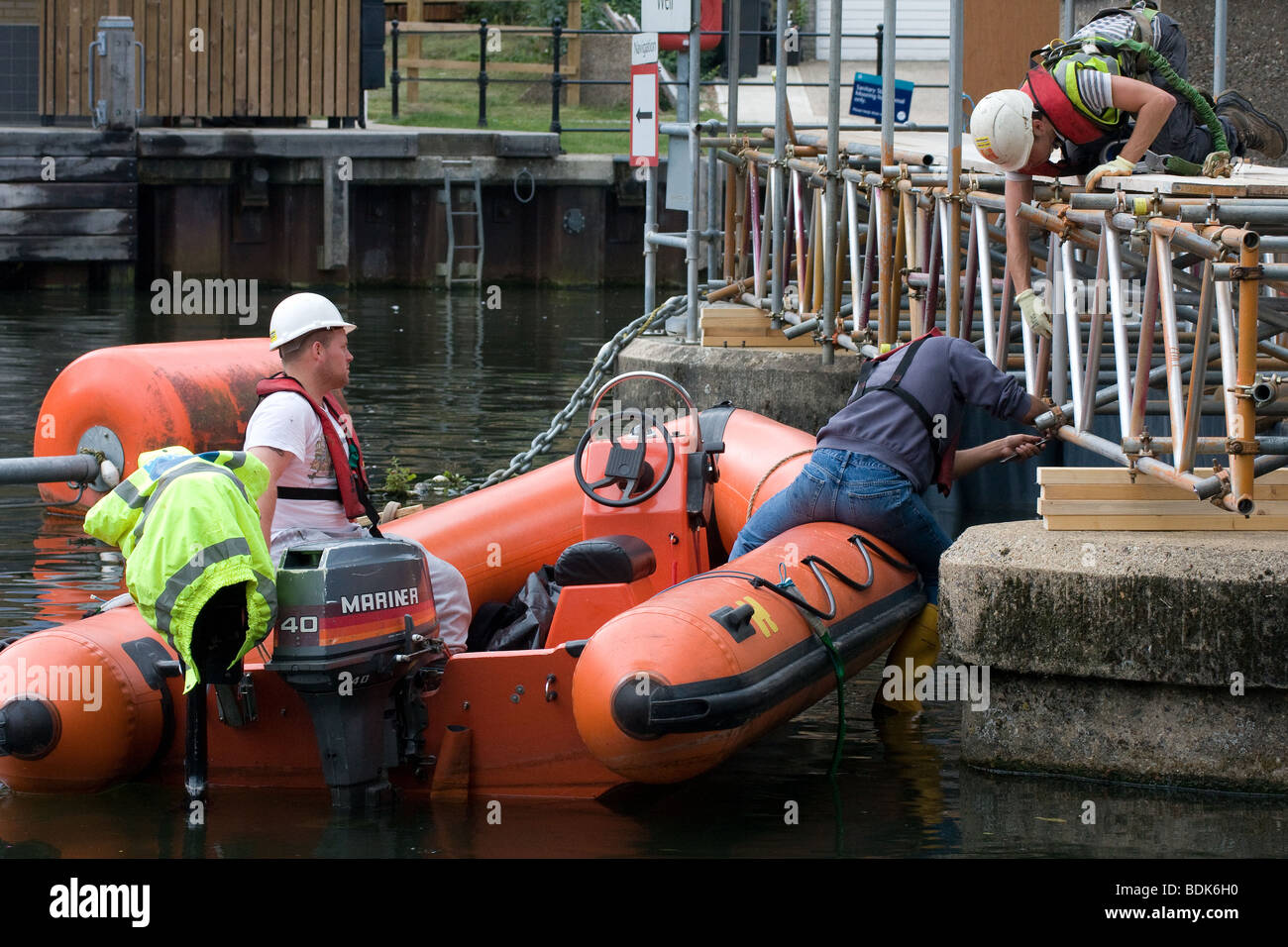 building scaffold scaffolding site construction rig workers Stock Photo ...
