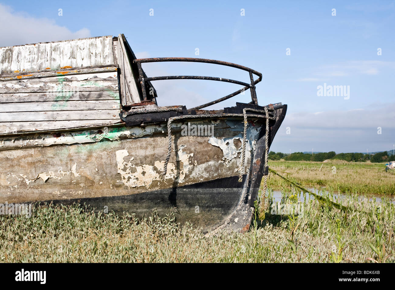 Wreck of abandoned small boat. Shoreham by Sea, West Sussex, England ...