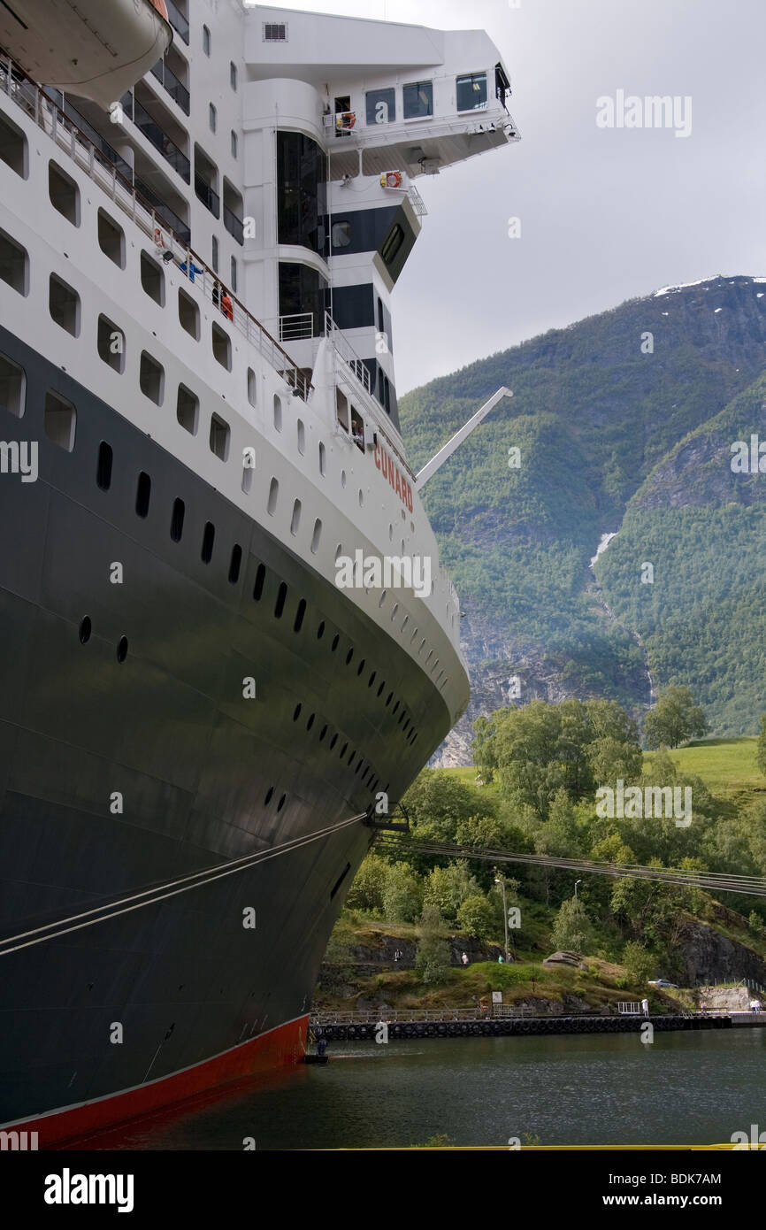Starboard bridge wing of Cunard liner Queen Mary 2 docked at Flaam in ...