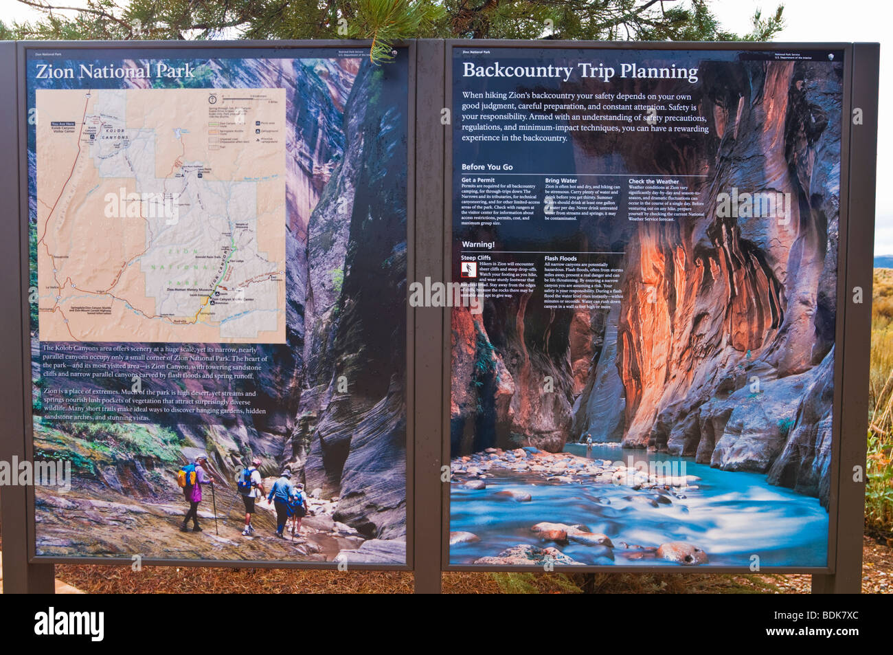 Interpretive signs at the Kolob Canyons Visitor Center, Zion National ...