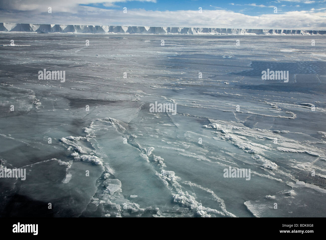 Remote Ross Ice Shelf in Antarctica with thin nilas ice sheets forming ...