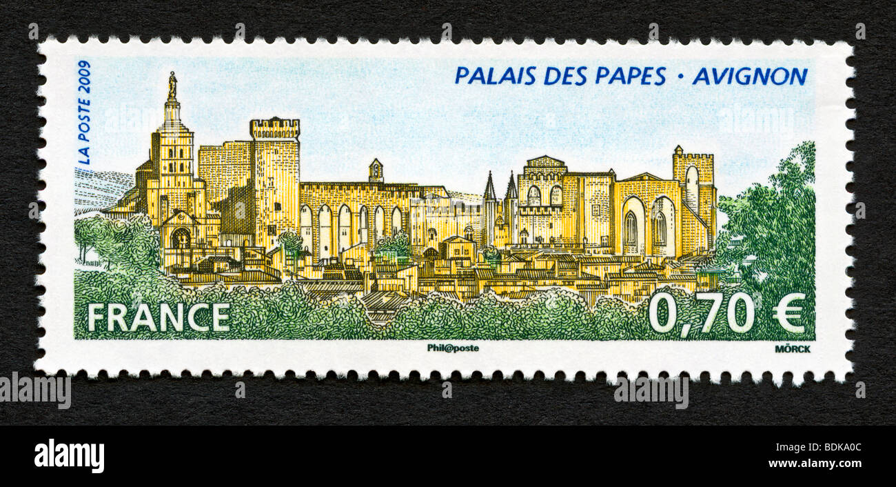 Papal Palace in Avignon on French postage stamp Stock Photo - Alamy