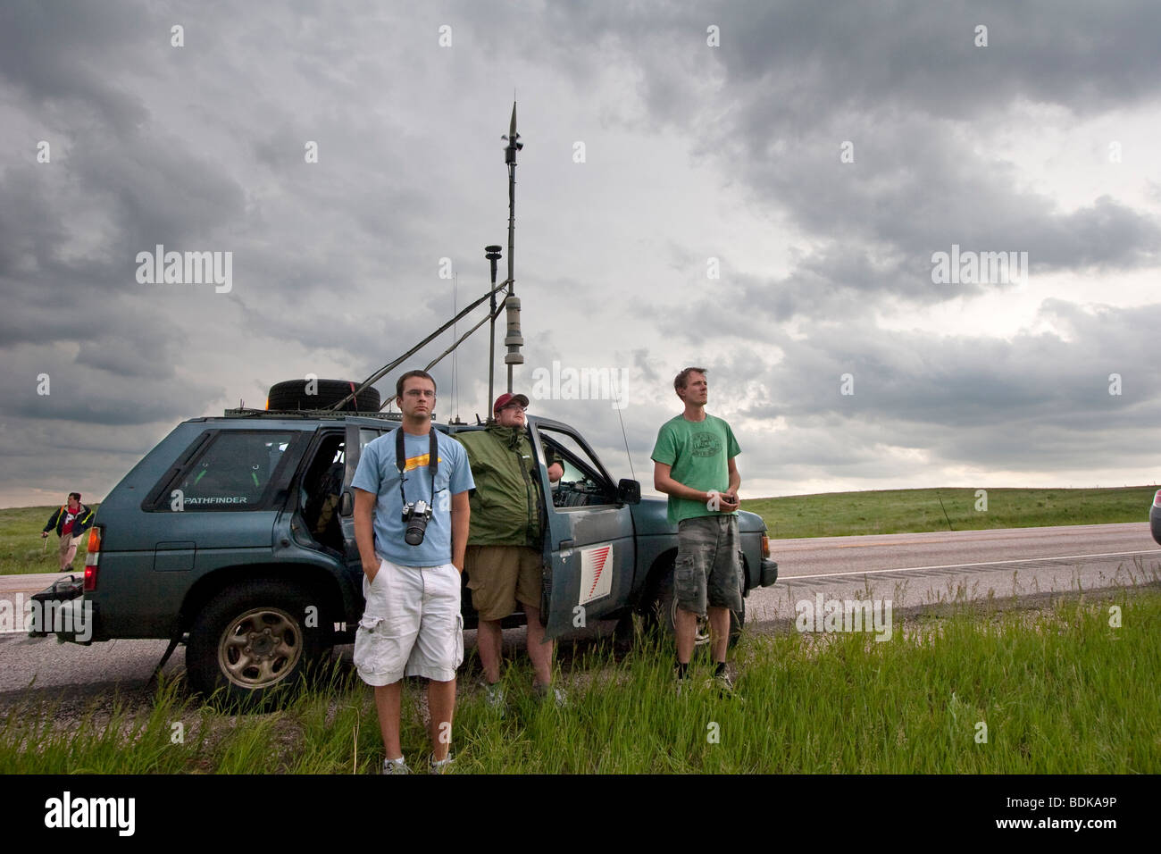 Storm chasers Josh Barnwell (left), Alexander Gibbs (center), and ...