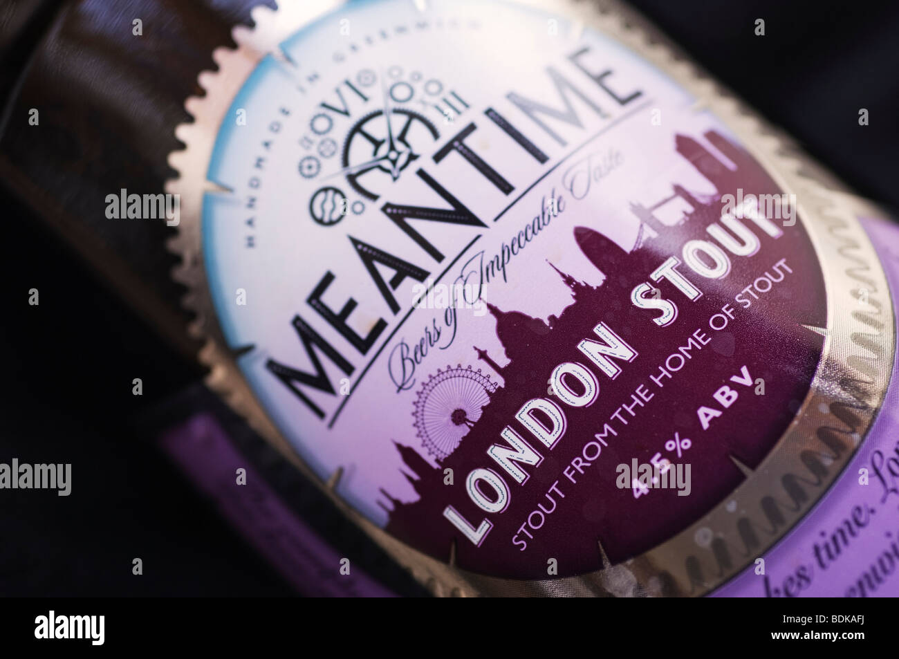 Meantime brewery London Stout bottle label closeup Stock Photo - Alamy