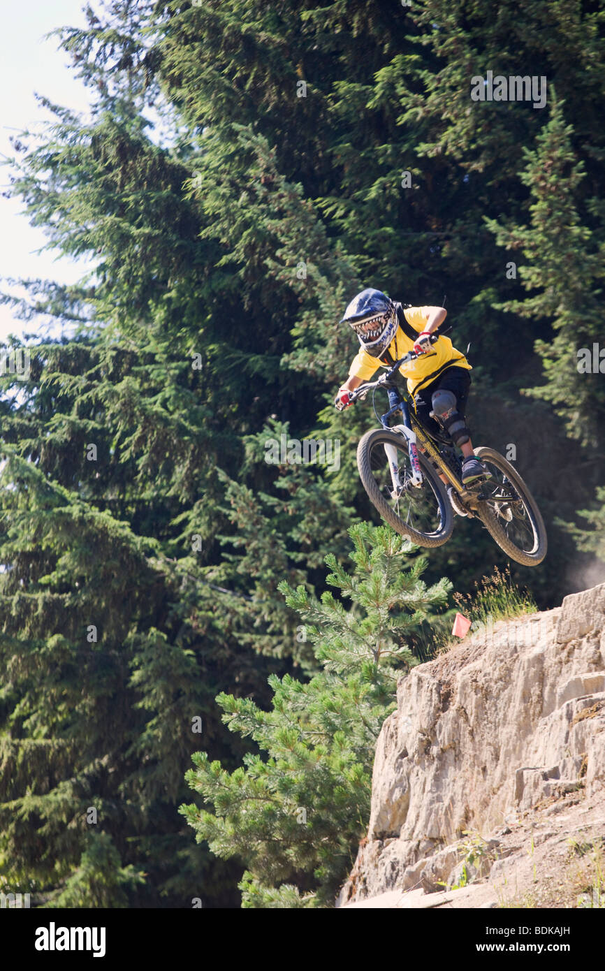 Mountain bikers in the Bike Park, Whistler, British Columbia, Canada ...