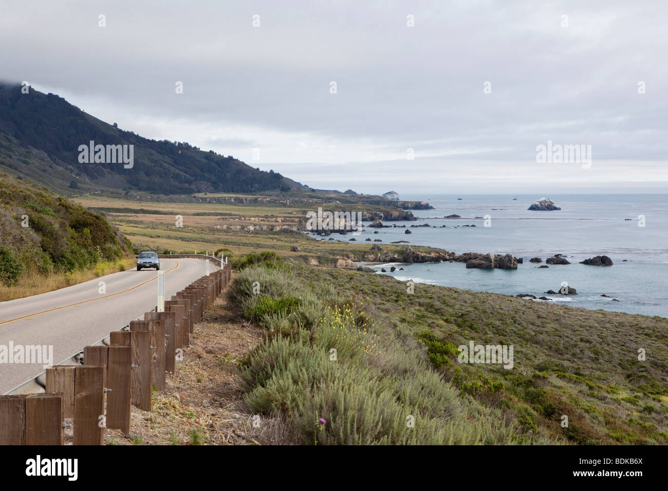 Coastal landscape along Highway one on the central California coast ...