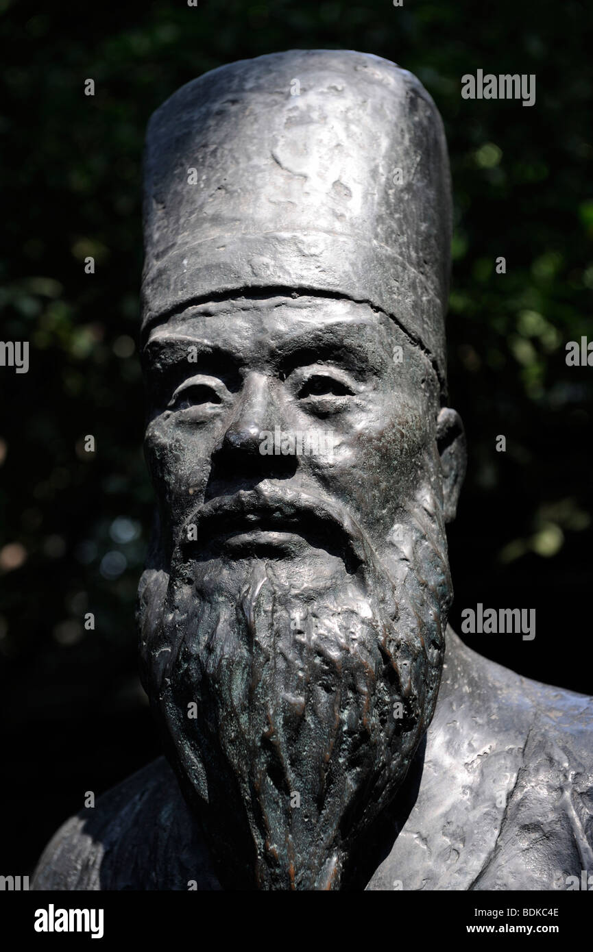 Statue of Fan Qin (1506--1585), founder of Tianyi Pavilion Library in ...