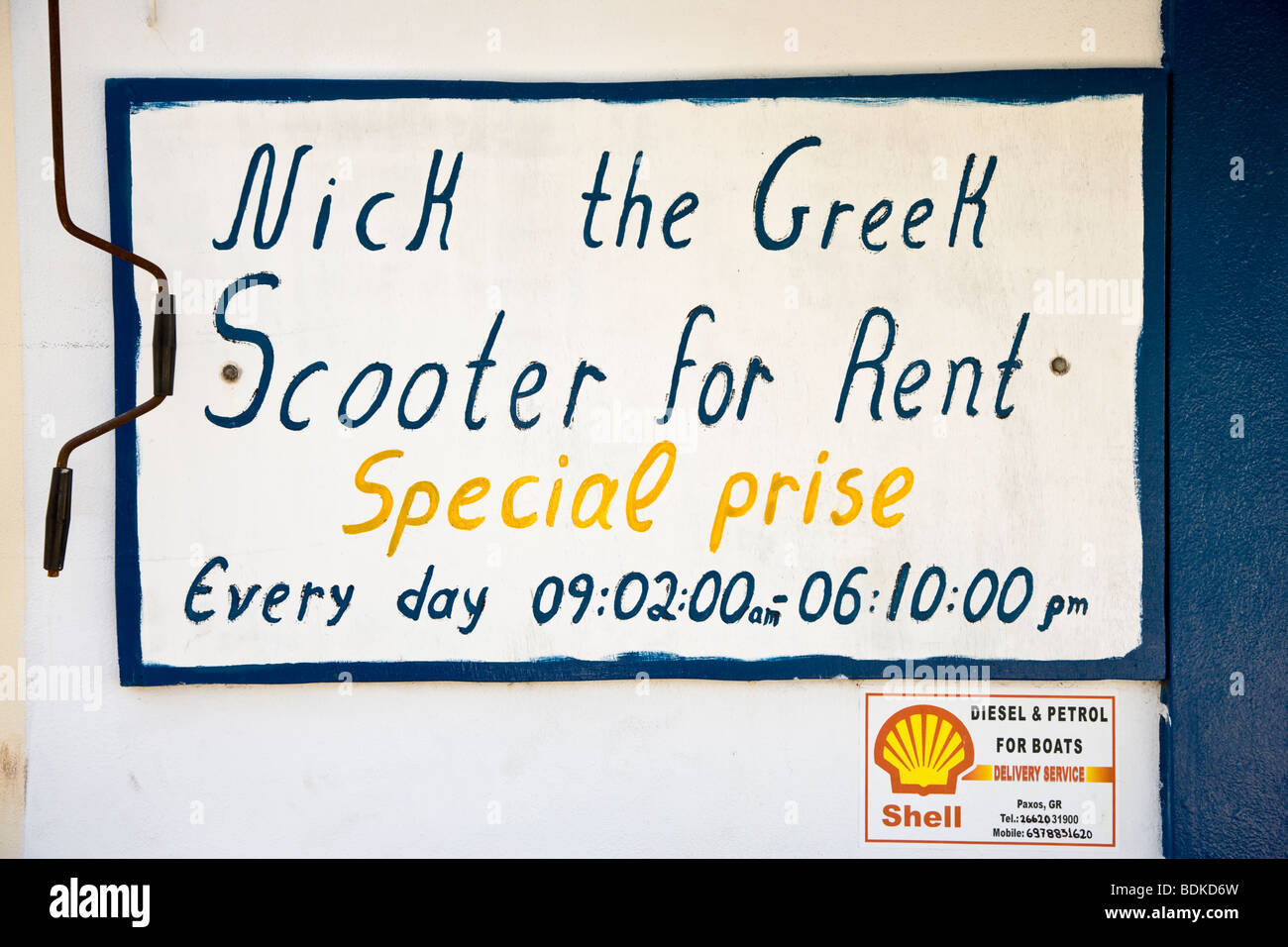 Sign signage scooter bike motorbike advert advertisement hi-res stock ...