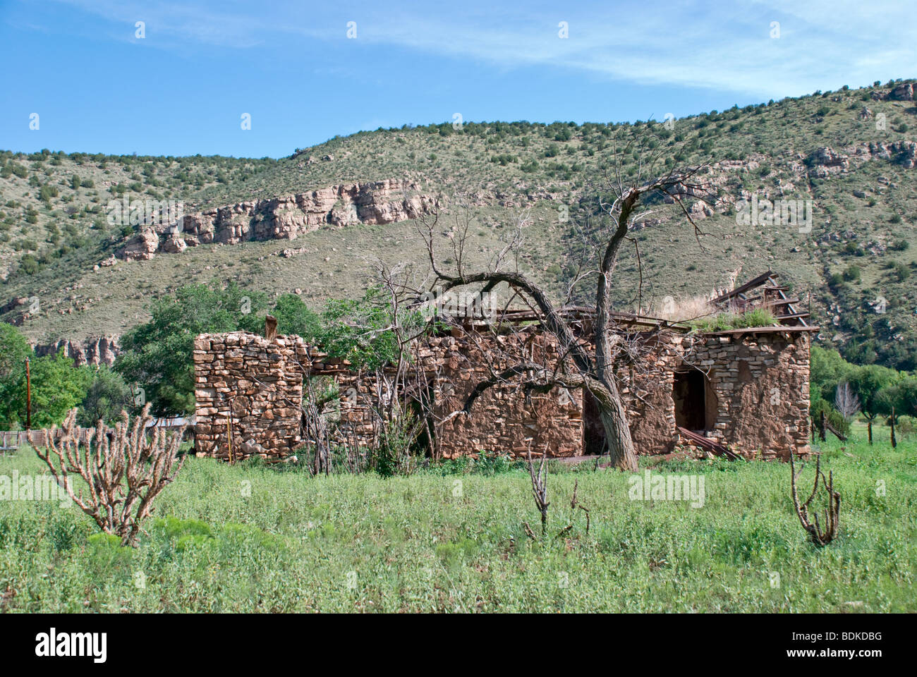 Old abandoned stone and adobe house in the Bonito River Valley, near ...