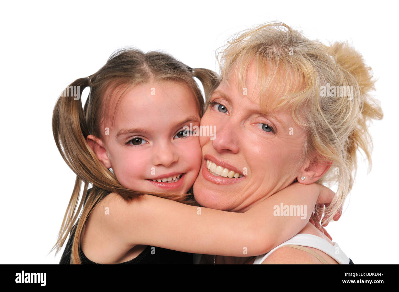 Mother and daughter Hugging each other on white Stock Photo - Alamy