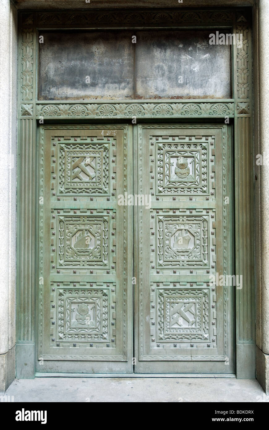 Bronze doors on the exterior of 20 Exchange Place in the Financial ...