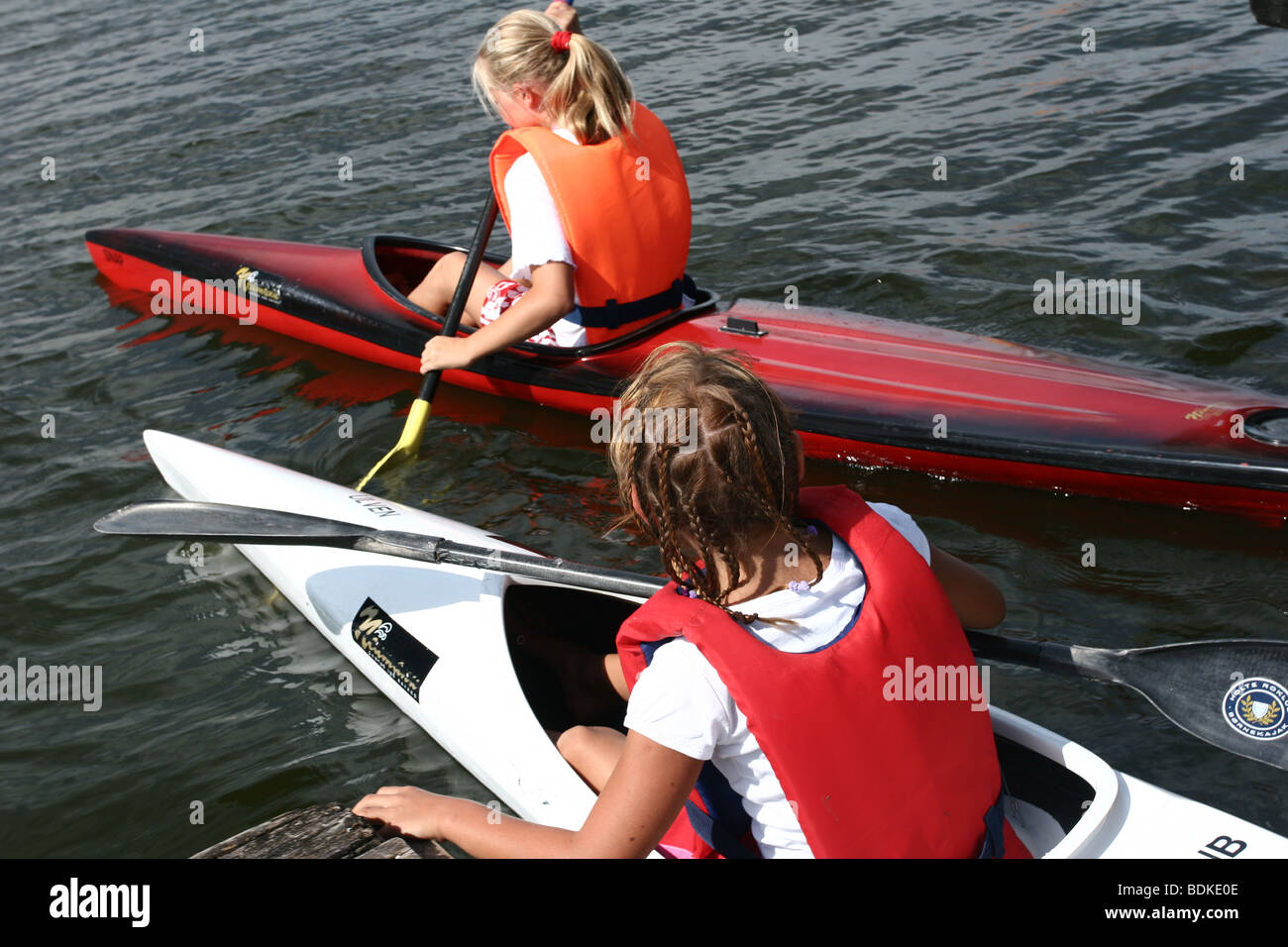 danish child at kayak in the summer Stock Photo - Alamy