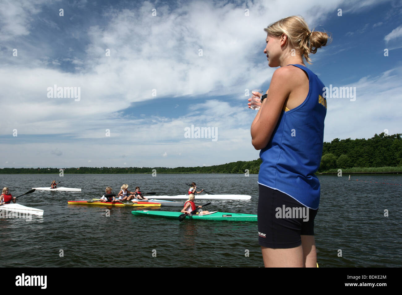 danish child at kayak in the summer Stock Photo - Alamy