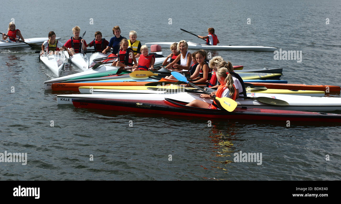 danish child at kayak in the summer Stock Photo - Alamy