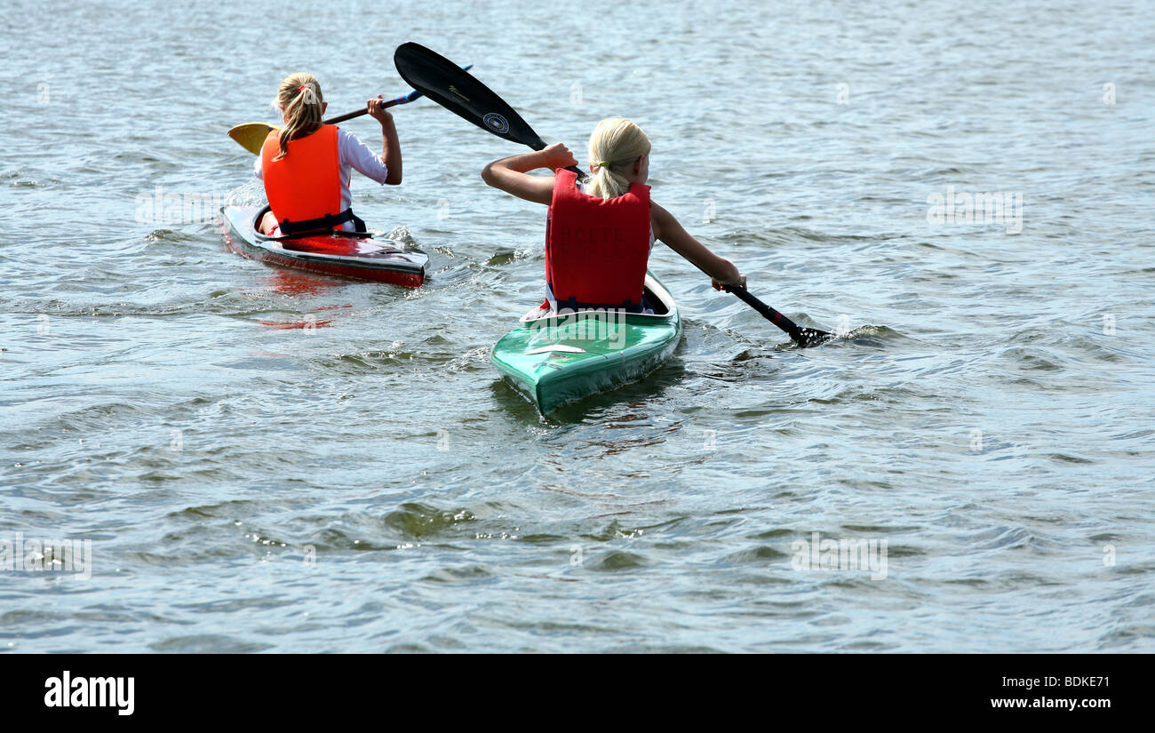 danish child at kayak in the summer Stock Photo - Alamy