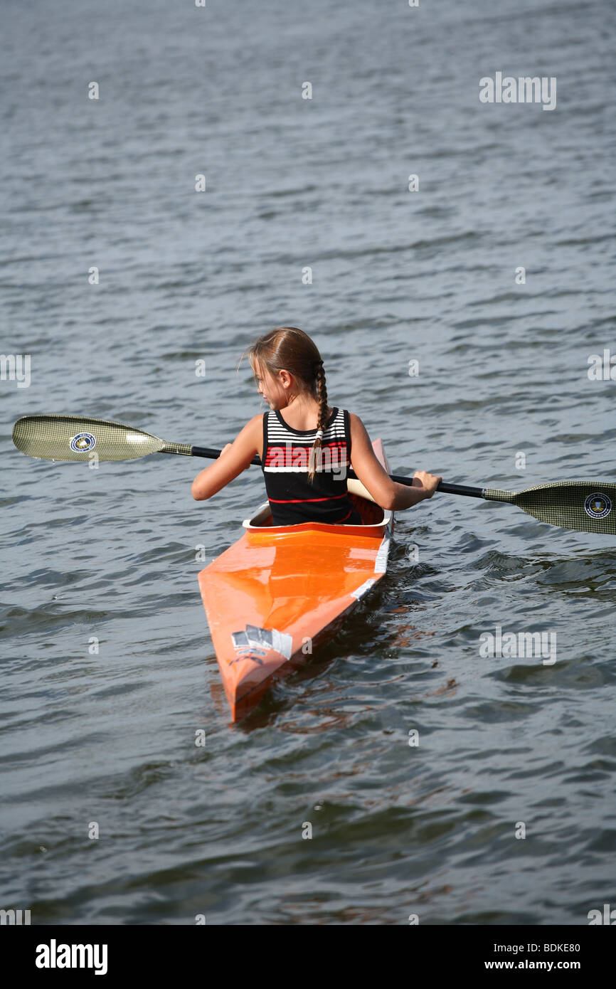 danish child at kayak in the summer Stock Photo - Alamy