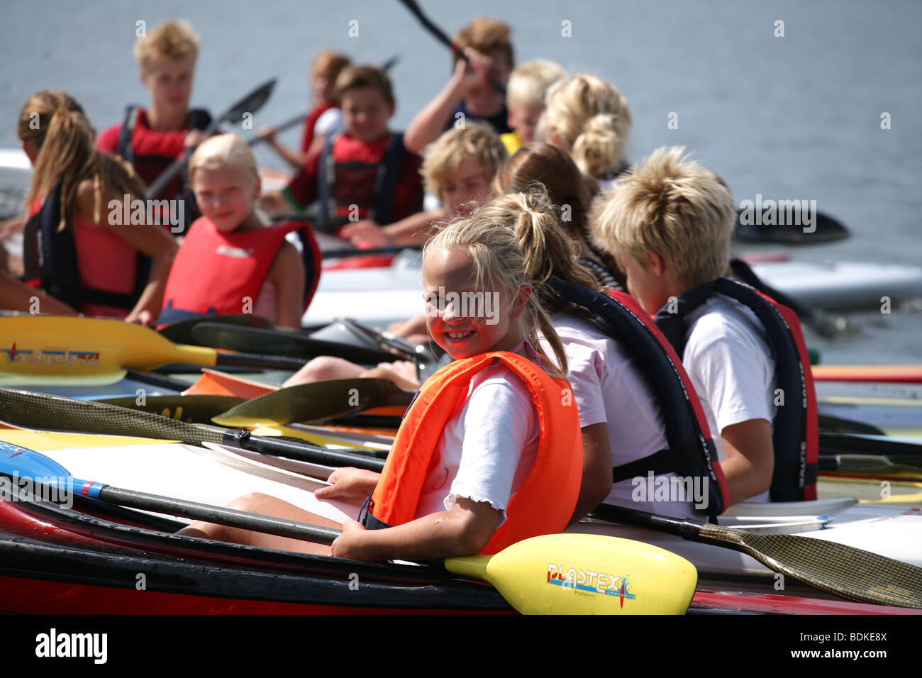 danish child at kayak in the summer Stock Photo - Alamy