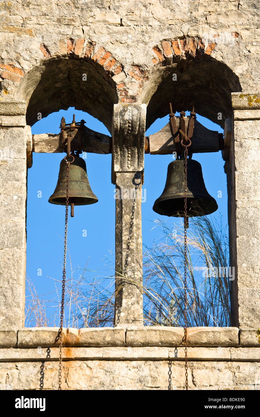 Church bells in the tower at Fontana, Paxos Island, Ionian Sea, Greece ...