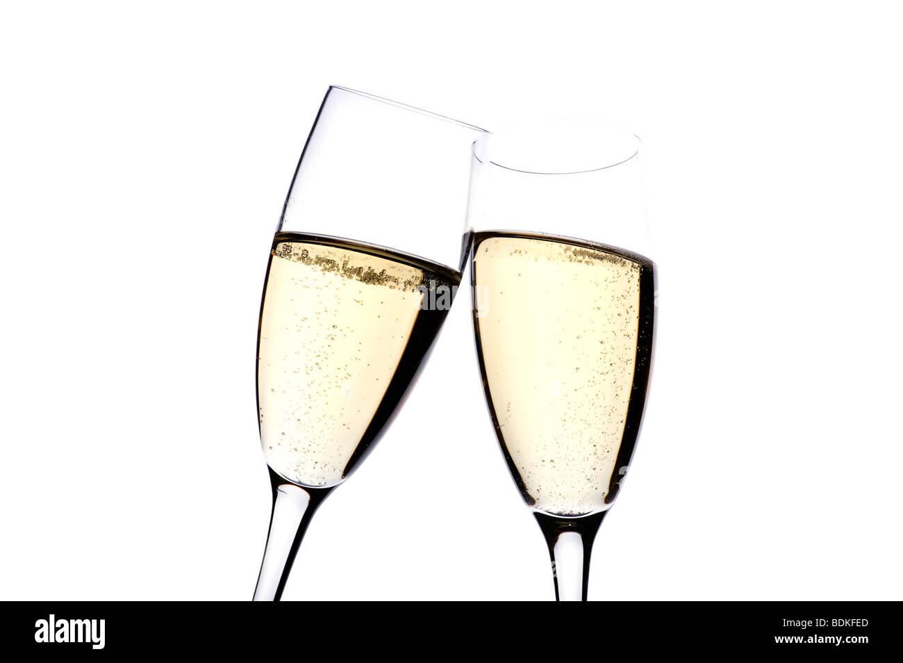 object on white - champagne glasses close up Stock Photo - Alamy