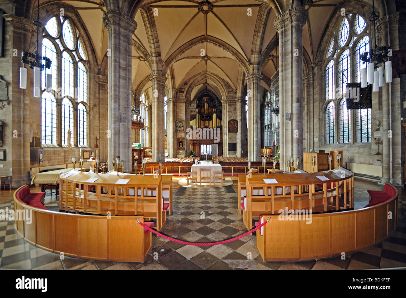 Interior of Gothic nave and aisles Collegiate Church of Saint St Mary’s ...