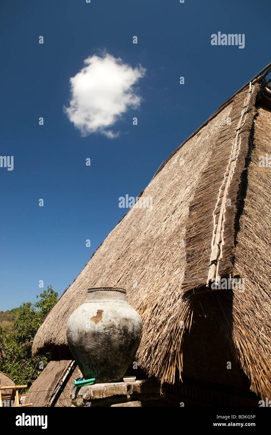 Indonesia, Lombok, Sade, traditional Sasak village house thatched roof ...