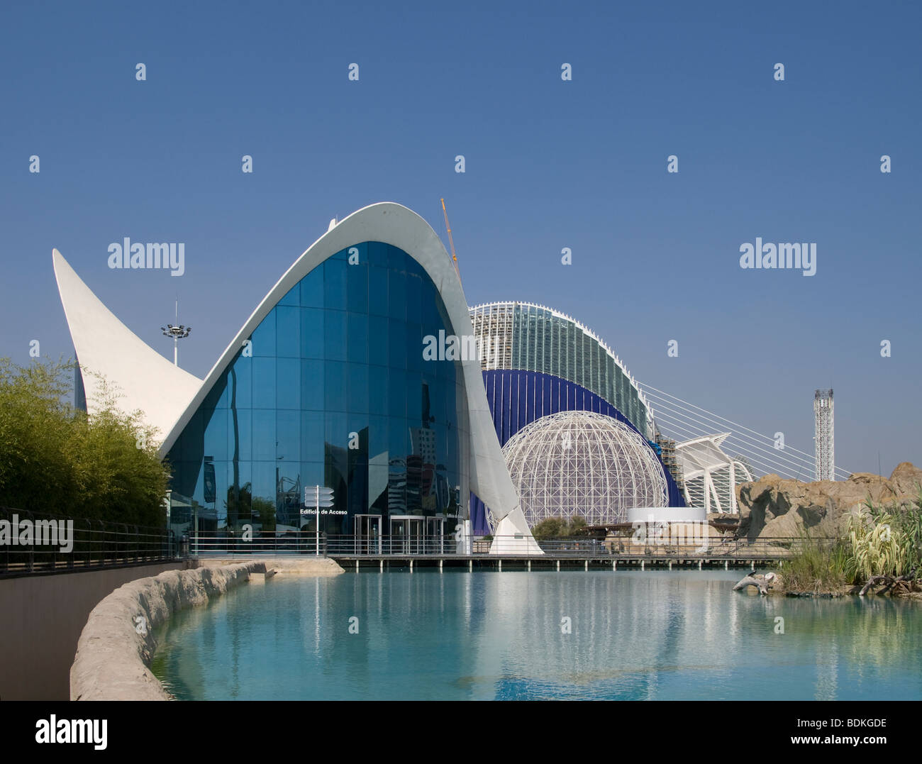 L'Oceanografic view with lake in front Stock Photo - Alamy
