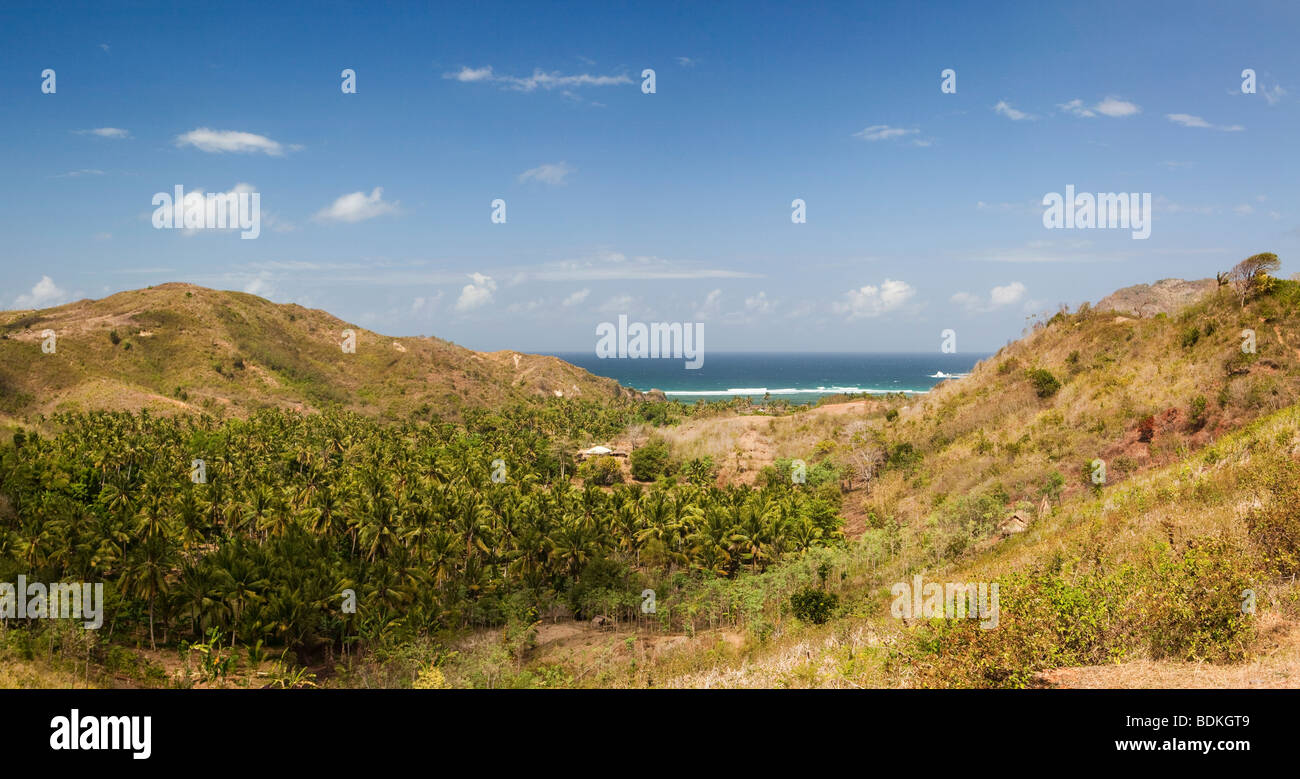 Indonesia, Lombok, Serenting, coastal landscape, panoramic Stock Photo ...