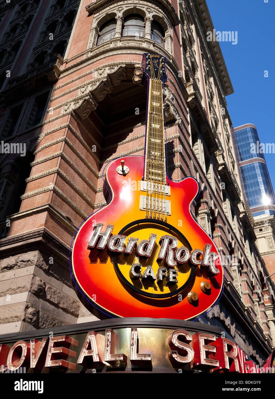 Hard Rock Cafe overhead sign, Philadelphia, Pennsylvania, PA, USA Stock ...