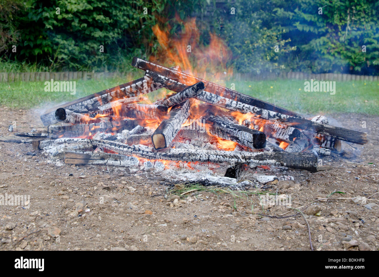 Bonfire in garden, England, UK Stock Photo - Alamy
